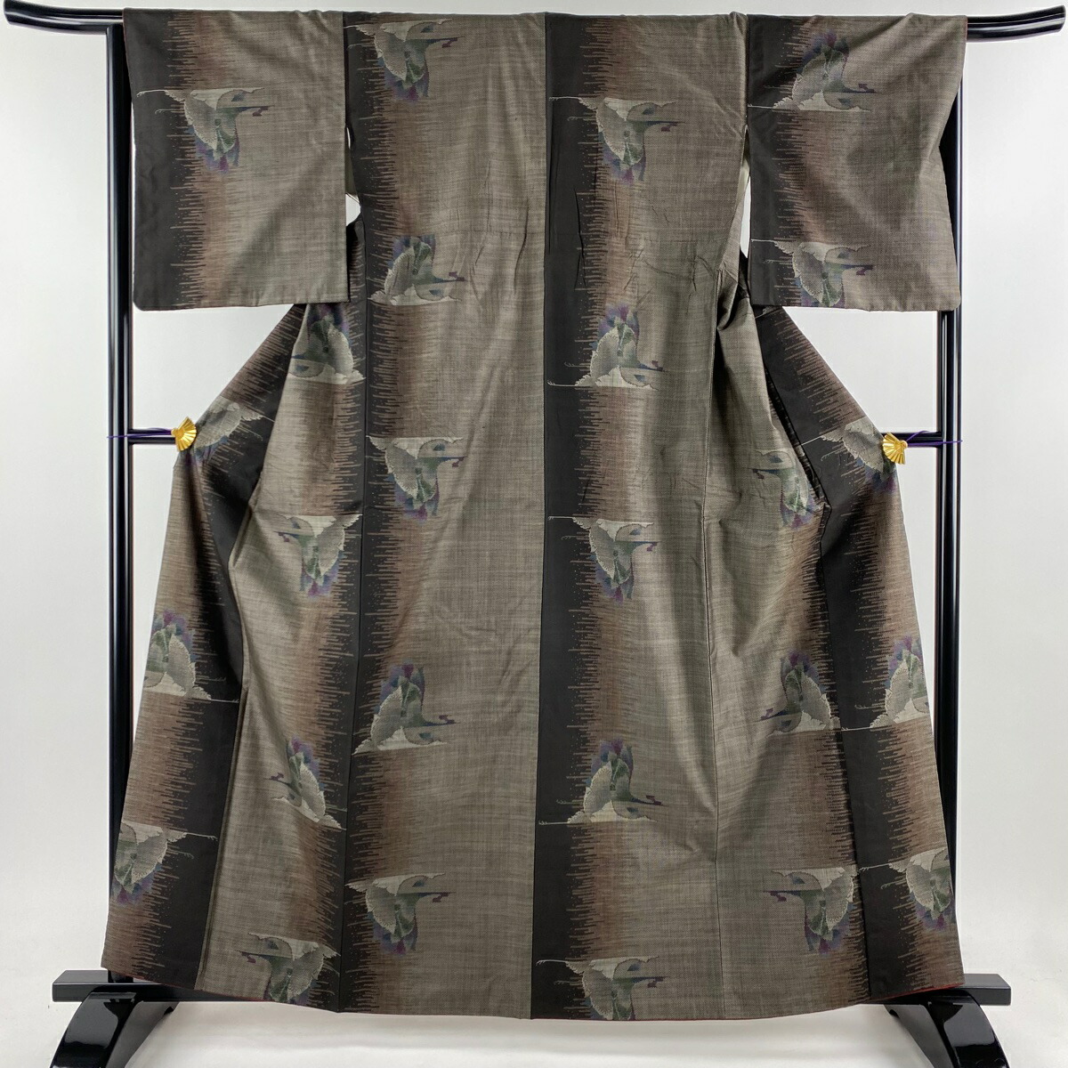【楽天市場】紬 身丈162cm 裄丈66cm M 袷 鳥 焦茶色 正絹 秀品 【中古】：バイセル 楽天市場店