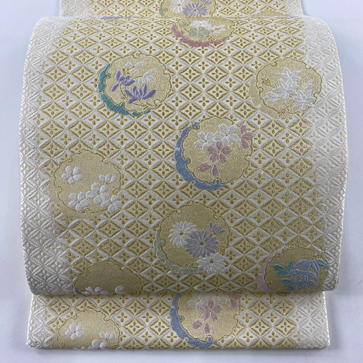 【楽天市場】袋帯 美品 名品 雪輪 梅 金糸 唐織 ベージュ 六通 正絹 【中古】：バイセル 楽天市場店