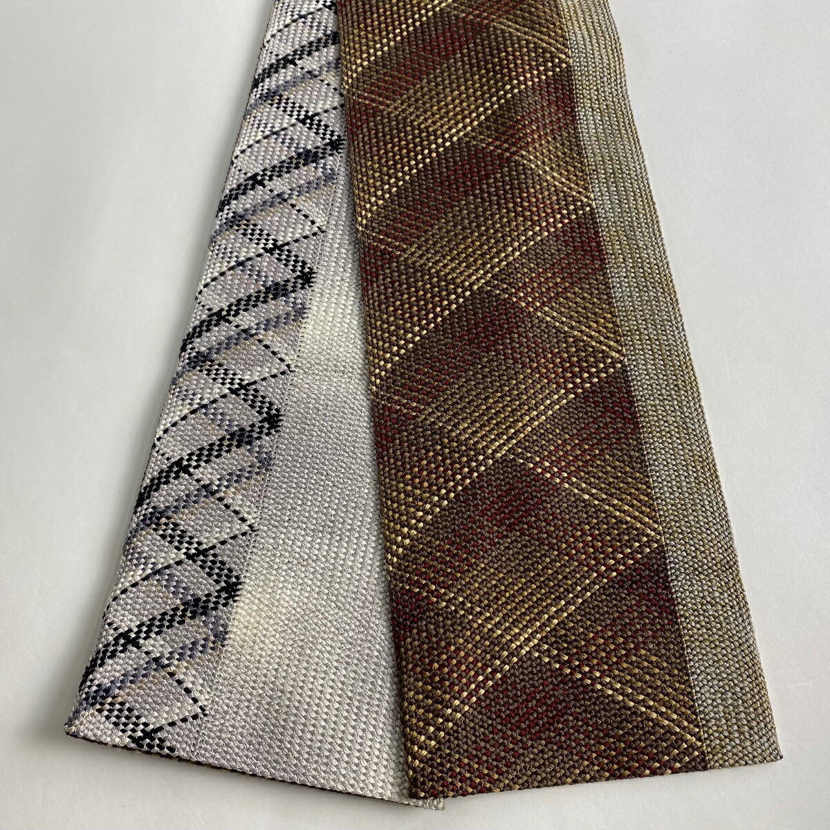 【楽天市場】半幅帯 美品 優品 斜め格子 縞 茶色 正絹 【中古】：バイセル 楽天市場店