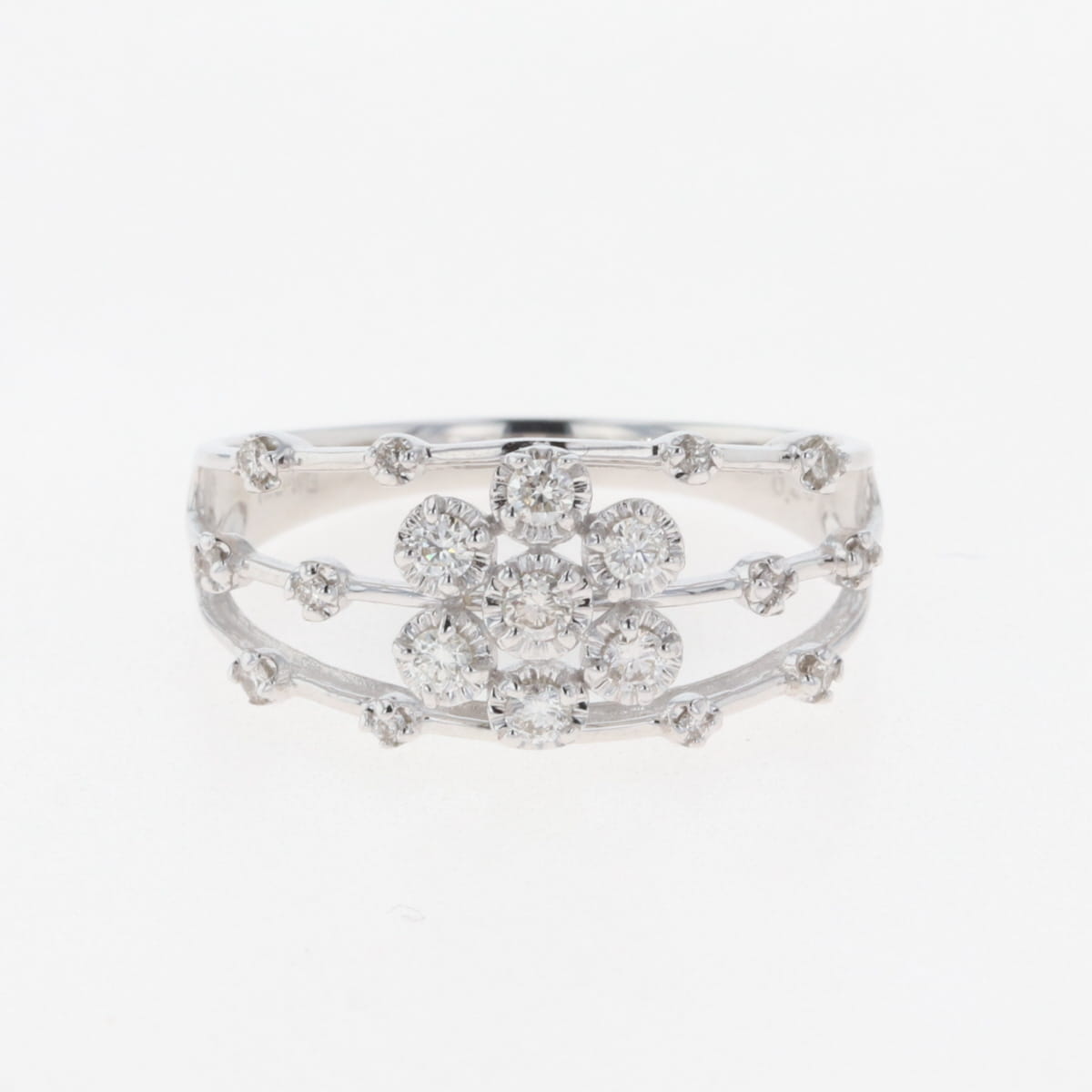 【楽天市場】【ラッピング可】 メレダイヤ デザインリング WG ホワイトゴールド 指輪 リング 14号 Pt900 ダイヤモンド レディース ...