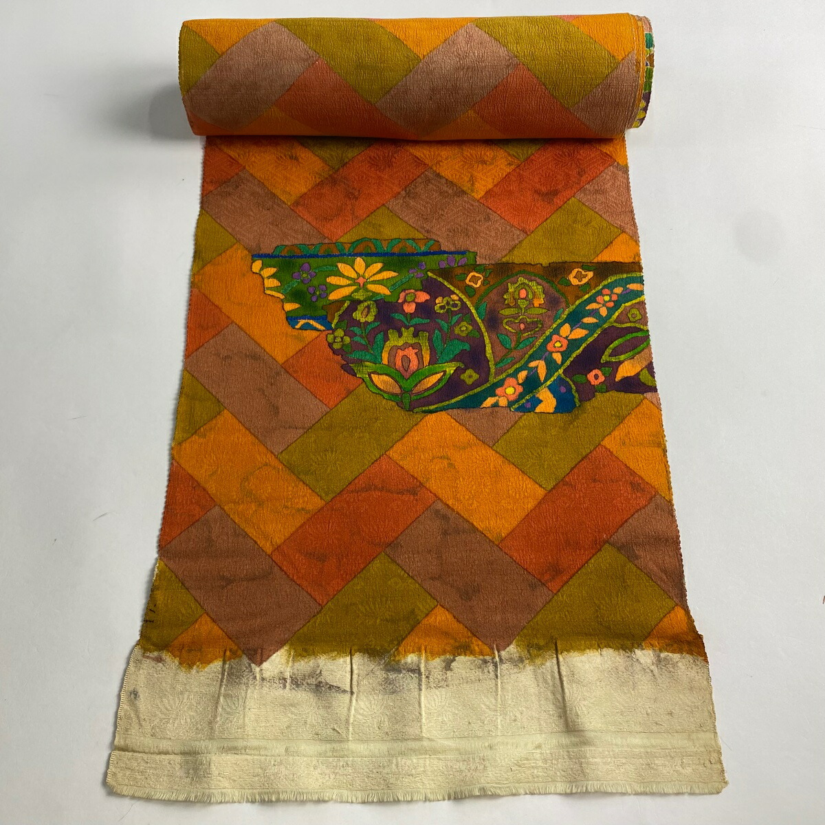 【楽天市場】反物 秀品 付下げ 草花 檜垣 オレンジ 正絹 【中古】：バイセル 楽天市場店