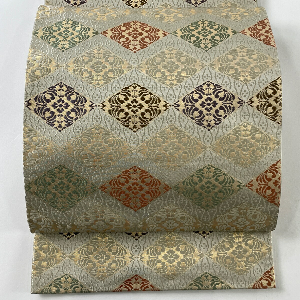 【楽天市場】袋帯 秀品 菱 花 刺繍 箔 灰色 六通 正絹 【中古】：バイセル 楽天市場店