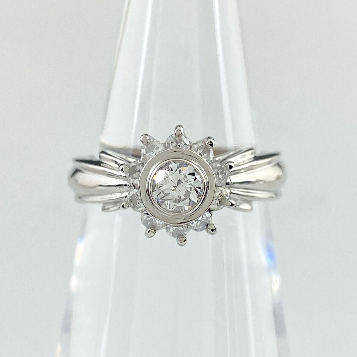 【楽天市場】【ラッピング可】 メレダイヤ デザインリング プラチナ 指輪 リング 11号 Pt900 ダイヤモンド レディース 【中古】：バイ ...