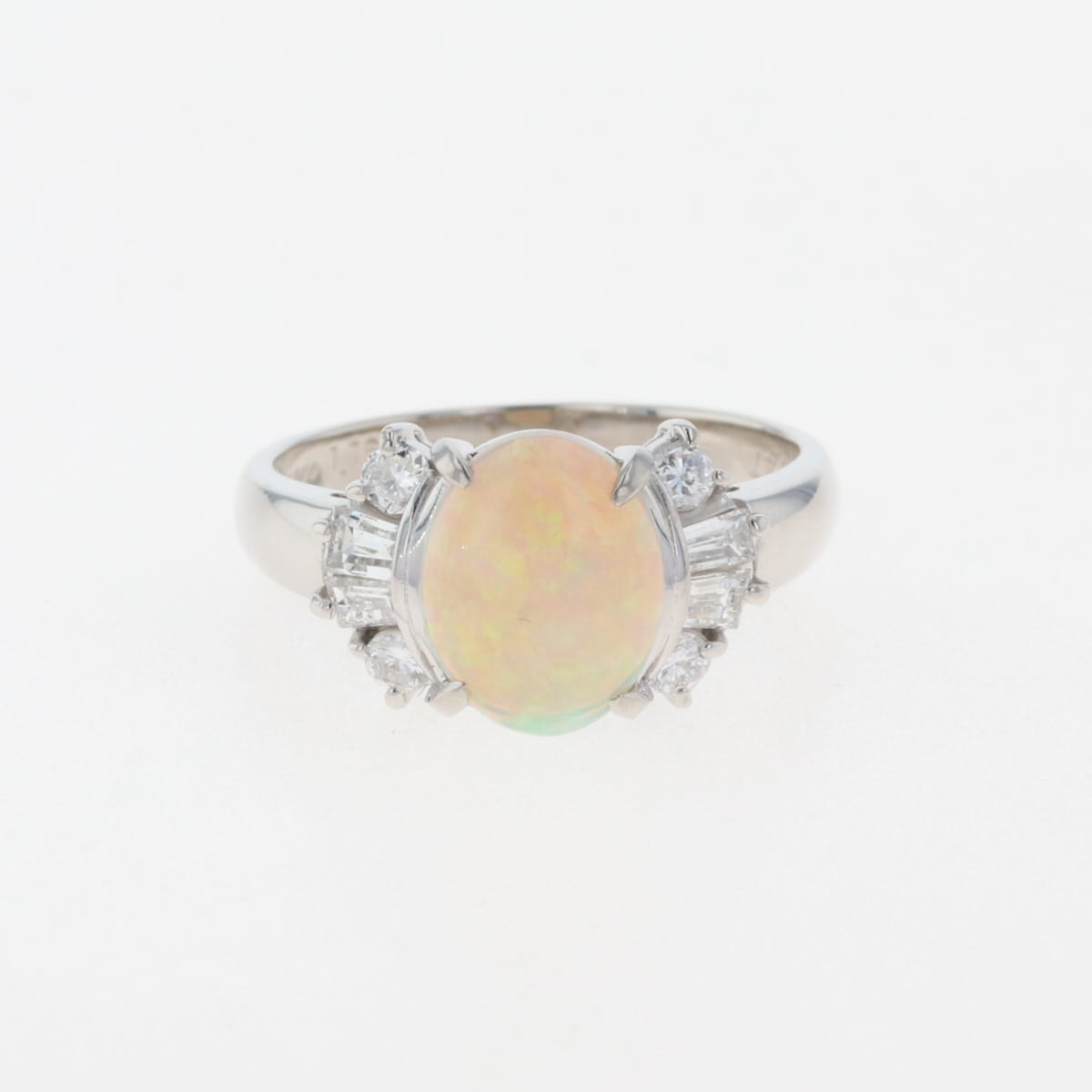 【楽天市場】【最終値引き】 【ラッピング可】 オパール デザインリング プラチナ 指輪 メレダイヤ リング 12号 Pt900 オパール ...