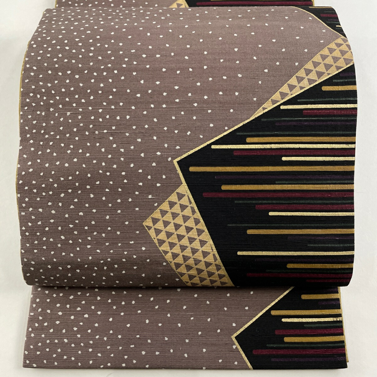 【楽天市場】袋帯 秀品 紬地 やまと 縞 鱗 金彩 小豆色 全通 正絹 【中古】 msp50：バイセル 楽天市場店