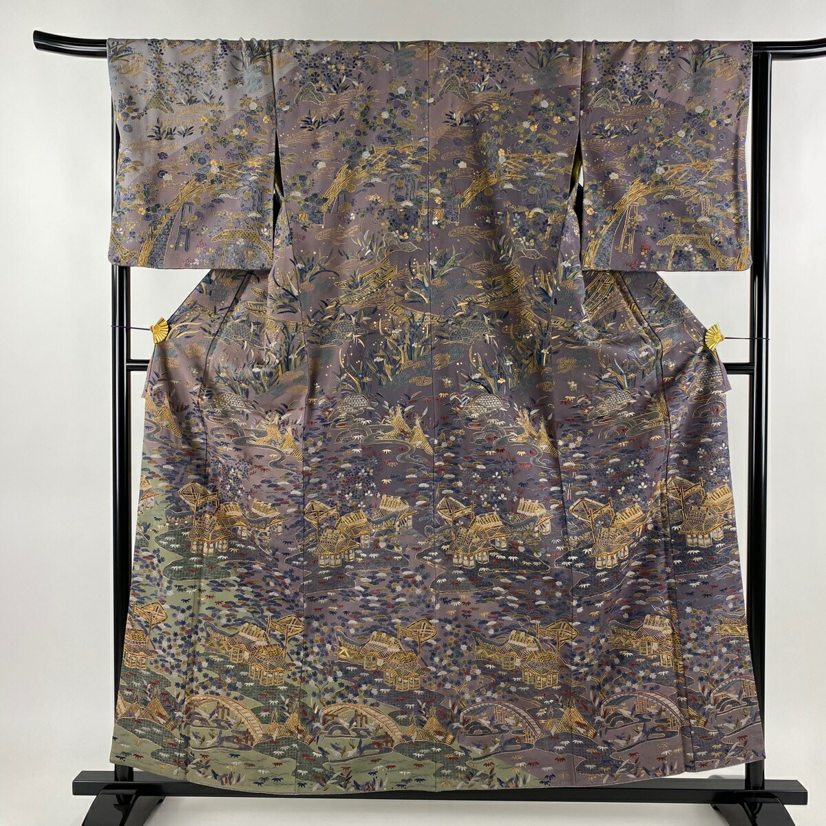 【楽天市場】訪問着 身丈157cm 裄丈67cm M 袷 茶屋辻 松 金糸 刺繍 灰紫 正絹 美品 逸品 【中古】：バイセル 楽天市場店