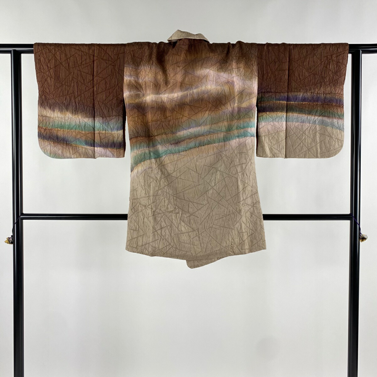 【楽天市場】道行 身丈84.5cm 裄丈61.5cm S 和装コート 被布衿 三本賢 幾何学模様 茶色 正絹 美品 逸品 【中古】 msp50 ...