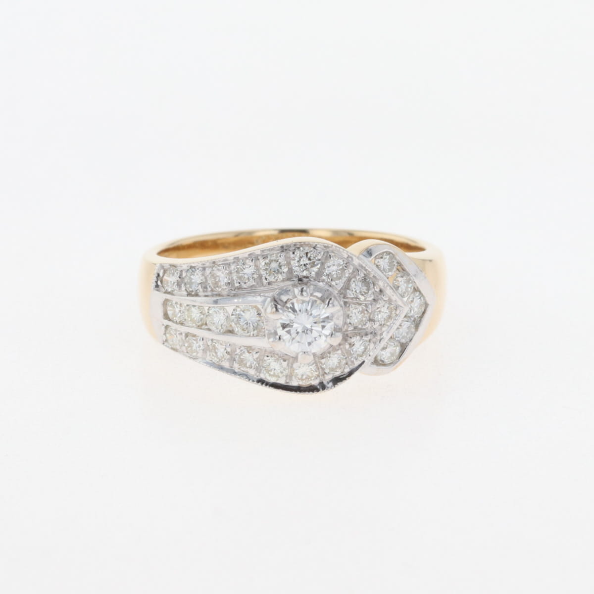 【楽天市場】【ラッピング可】 メレダイヤ デザインリング YG イエローゴールド 指輪 リング 9号 K18 ダイヤモンド レディース 【中古 ...