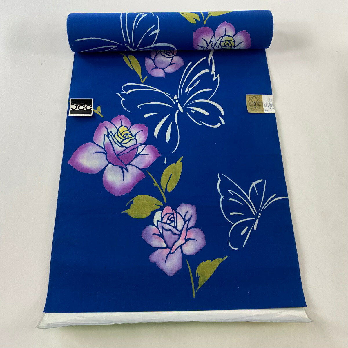 【楽天市場】反物 優品 浴衣 バラ 蝶 藍色 綿 【中古】 msp30：バイセル 楽天市場店