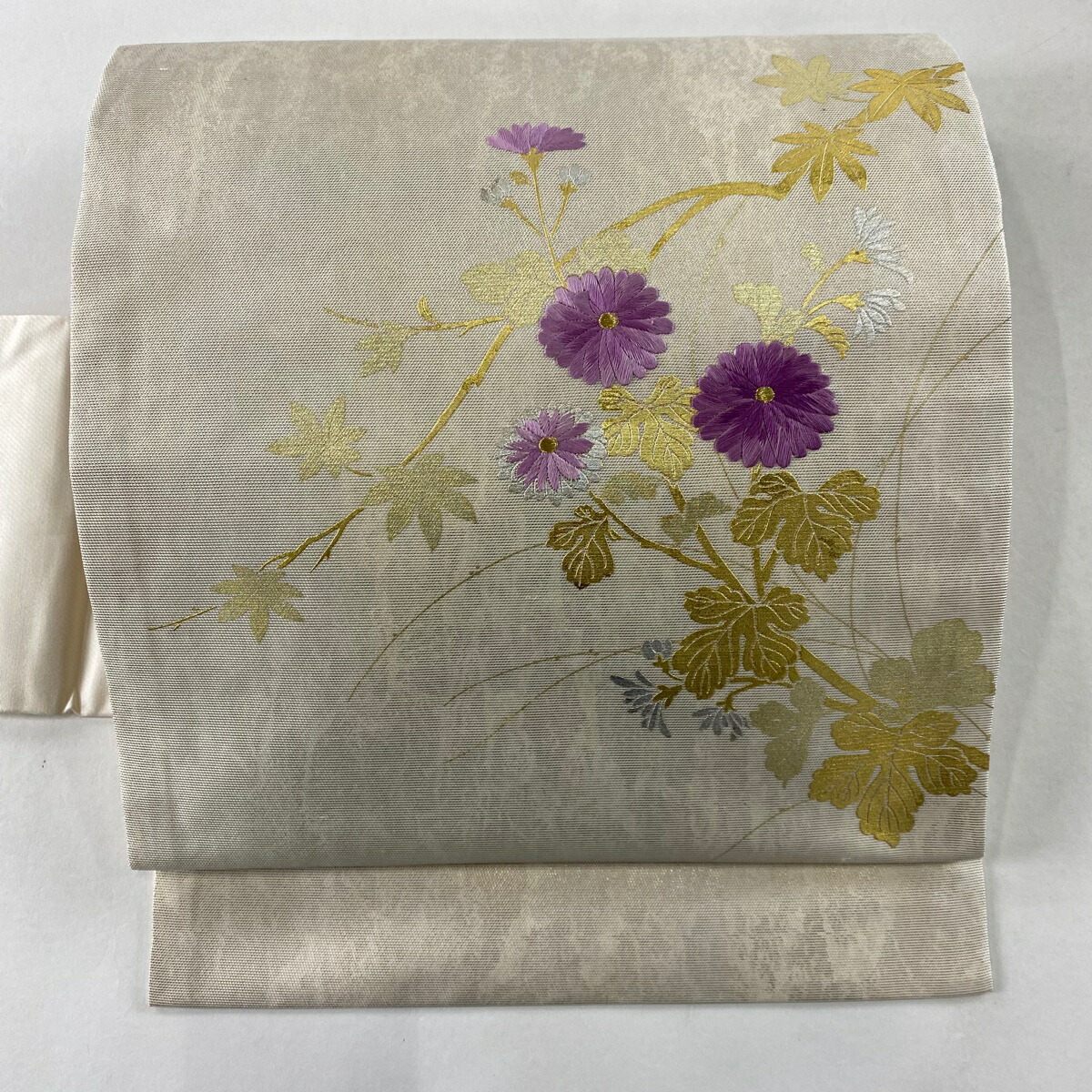 【楽天市場】名古屋帯 優品 菊 刺繍 金糸 銀色 正絹 【中古】：バイセル 楽天市場店