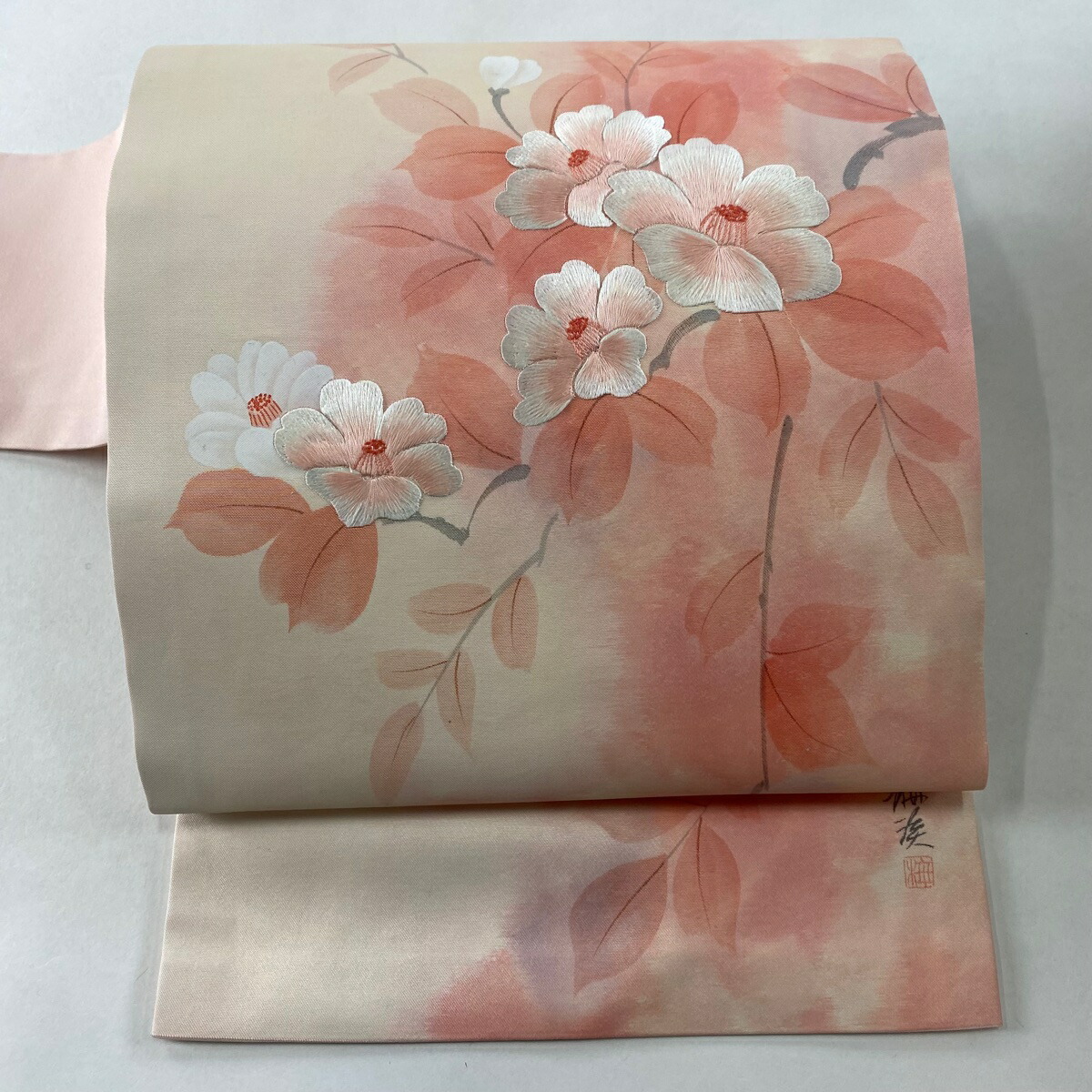 【楽天市場】名古屋帯 美品 優品 落款あり 枝花 刺繍 ぼかし ピンク 正絹 【中古】：バイセル 楽天市場店