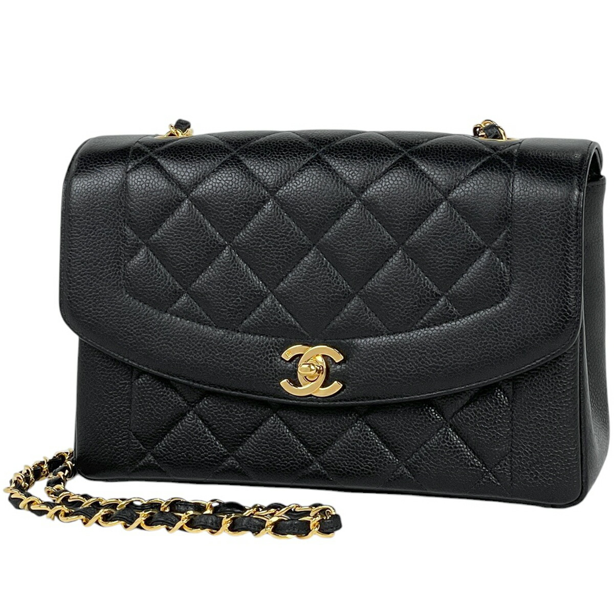 【楽天市場】シャネル CHANEL ダイアナ マトラッセ シングルフラップ チェーン ショルダーバッグ ココマーク ショルダーバッグ キャビア ...