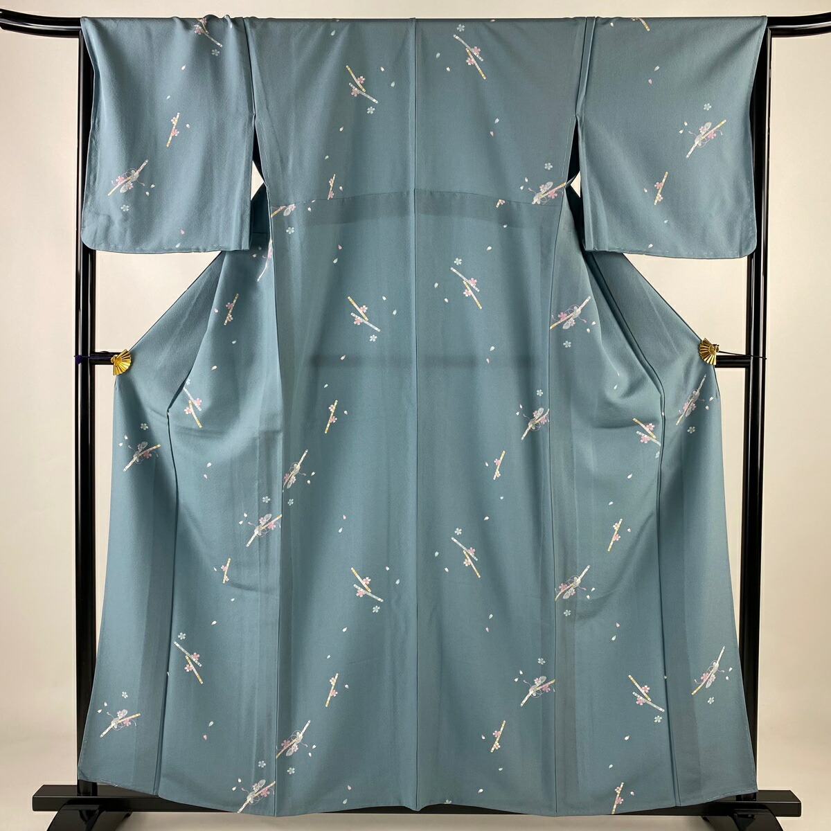 【楽天市場】小紋 身丈158cm 裄丈67.5cm L 単衣 笛 桜 水色 正絹 優品 【中古】：バイセル 楽天市場店