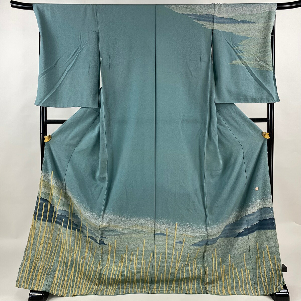 【楽天市場】訪問着 身丈176cm 裄丈68.5cm 未仕立て 仮絵羽 落款あり 竹 山並み ぼかし 青灰色 正絹 秀品 【中古】：バイセル ...