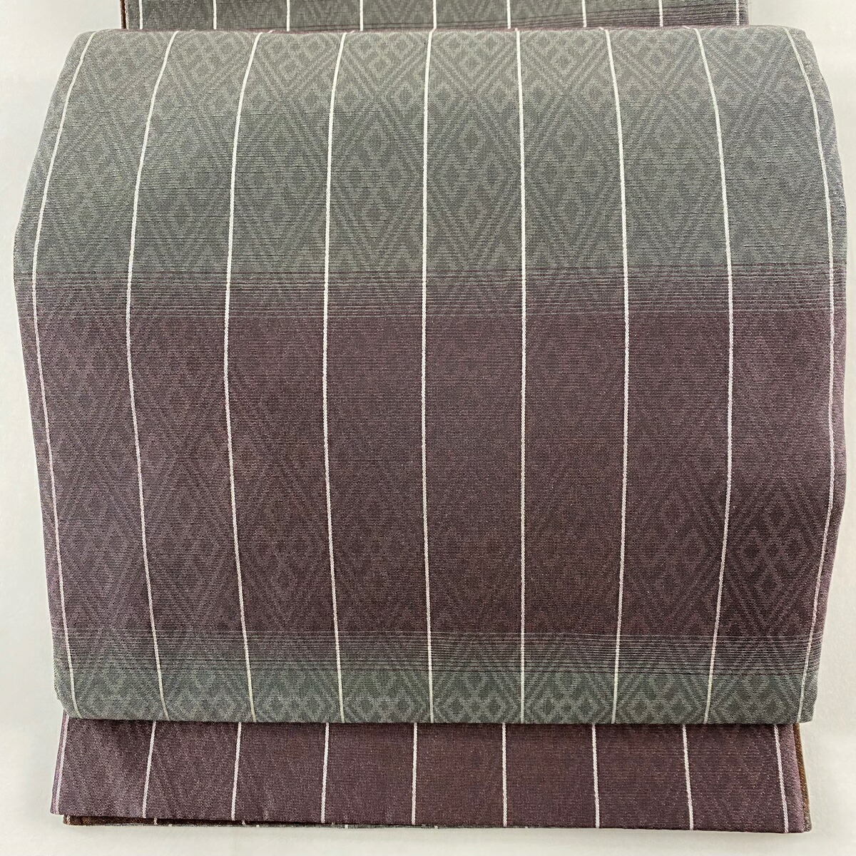 【楽天市場】袋帯 美品 秀品 縞 菱 箔 灰紫 全通 正絹 【中古】：バイセル 楽天市場店