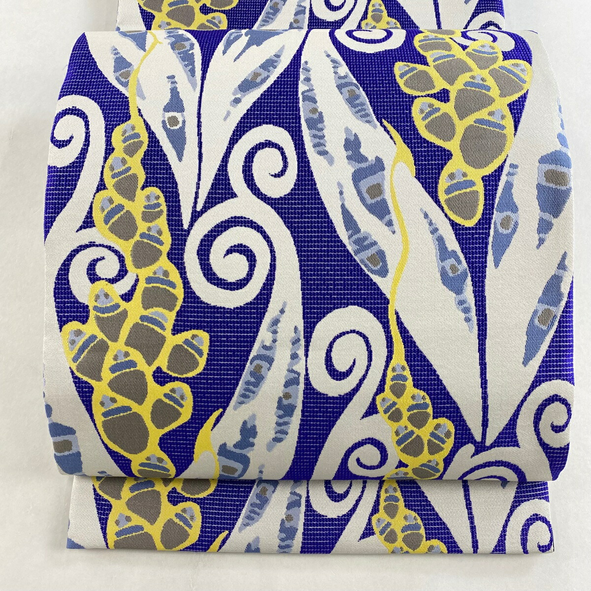 【楽天市場】袋帯 美品 逸品 葉柄 幾何学 青紫 全通 正絹 【中古】：バイセル 楽天市場店
