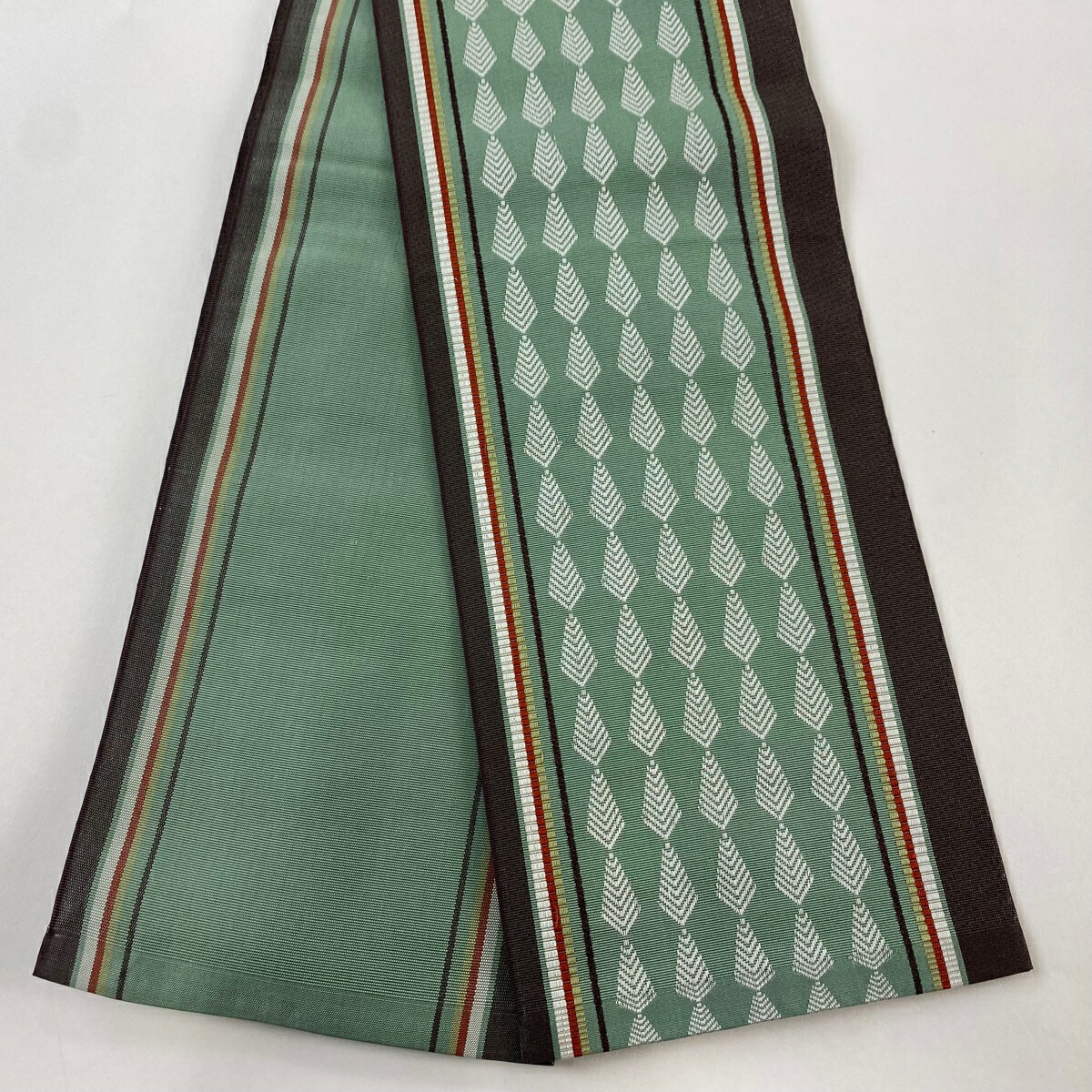 【楽天市場】半幅帯 美品 優品 証紙あり 博多織 縞 幾何学模様 薄緑 正絹 【中古】：バイセル 楽天市場店