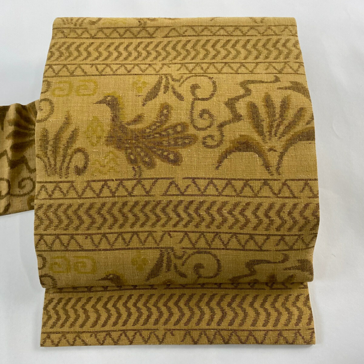 【楽天市場】名古屋帯 美品 逸品 証紙あり 結城紬地 本場結城紬 井上商事 鳥 草花 薄茶色 正絹 【中古】：バイセル 楽天市場店