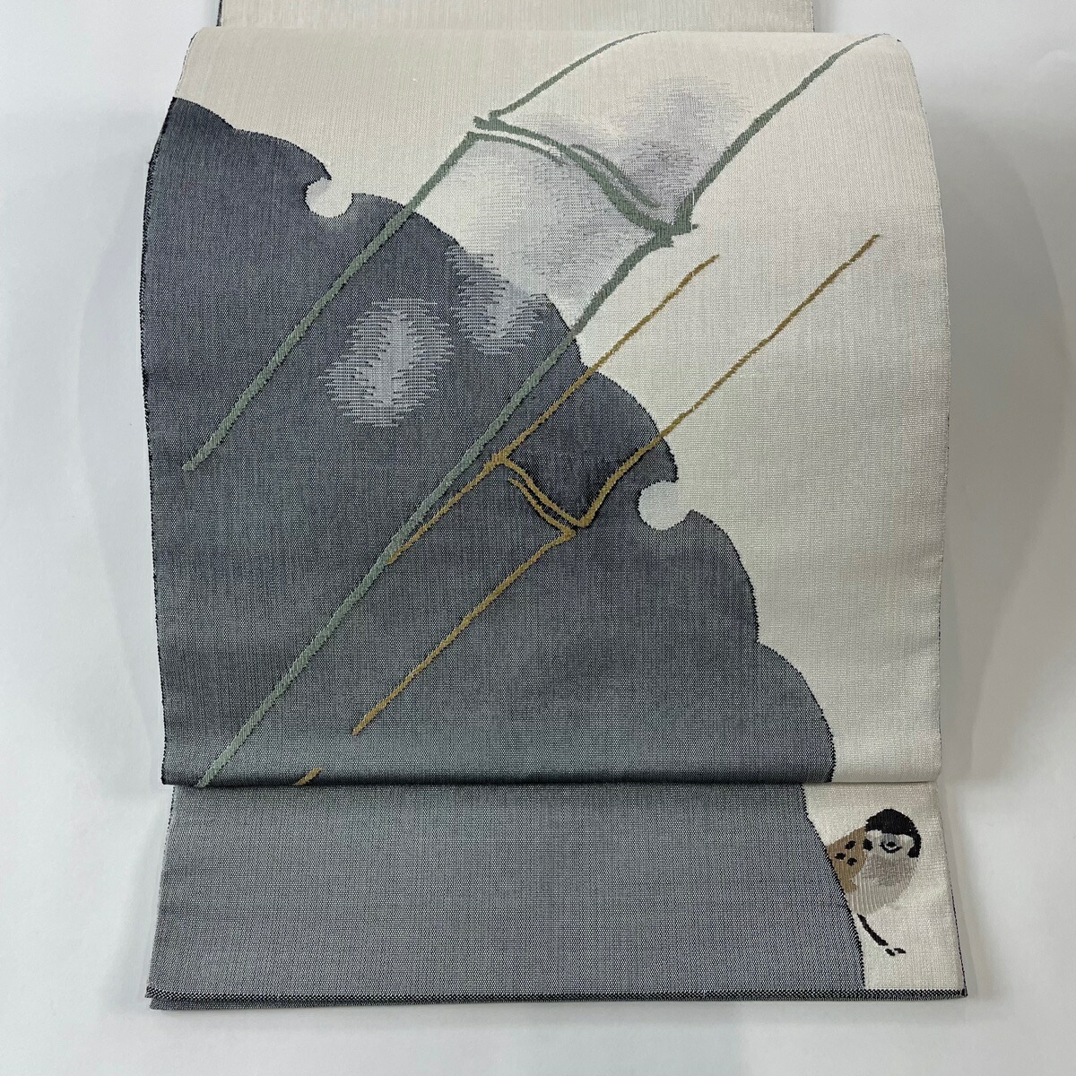 【楽天市場】袋帯 美品 秀品 竹 雪輪 銀糸 白 お太鼓柄 正絹 【中古】：バイセル 楽天市場店