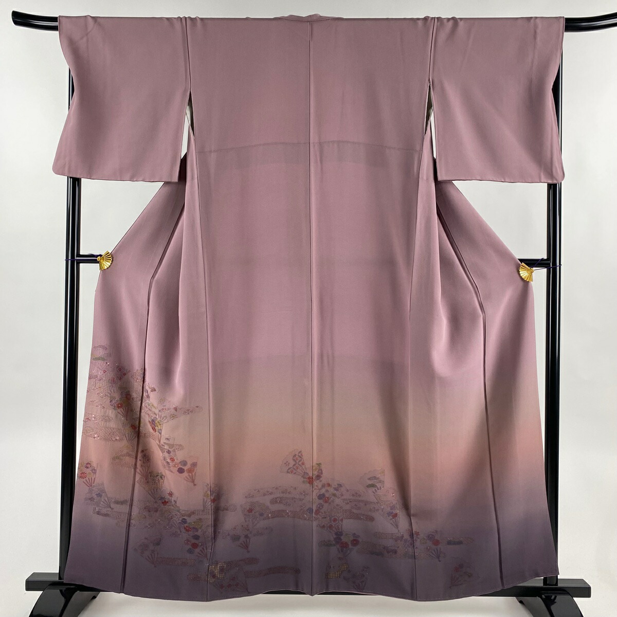 【楽天市場】訪問着 身丈159cm 裄丈69cm L 袷 扇 霞 刺繍 ぼかし 紫 正絹 秀品 【中古】：バイセル 楽天市場店