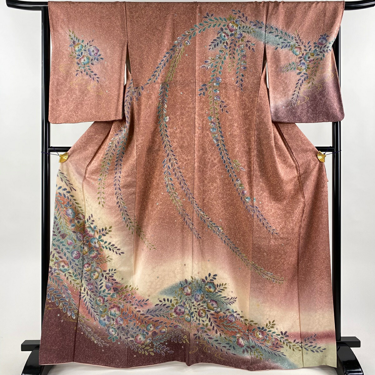 【楽天市場】訪問着 身丈166.5cm 裄丈67cm M 袷 辻が花柄 流水 金彩 ぼかし サーモンピンク 正絹 美品 名品 【中古】：バイ ...