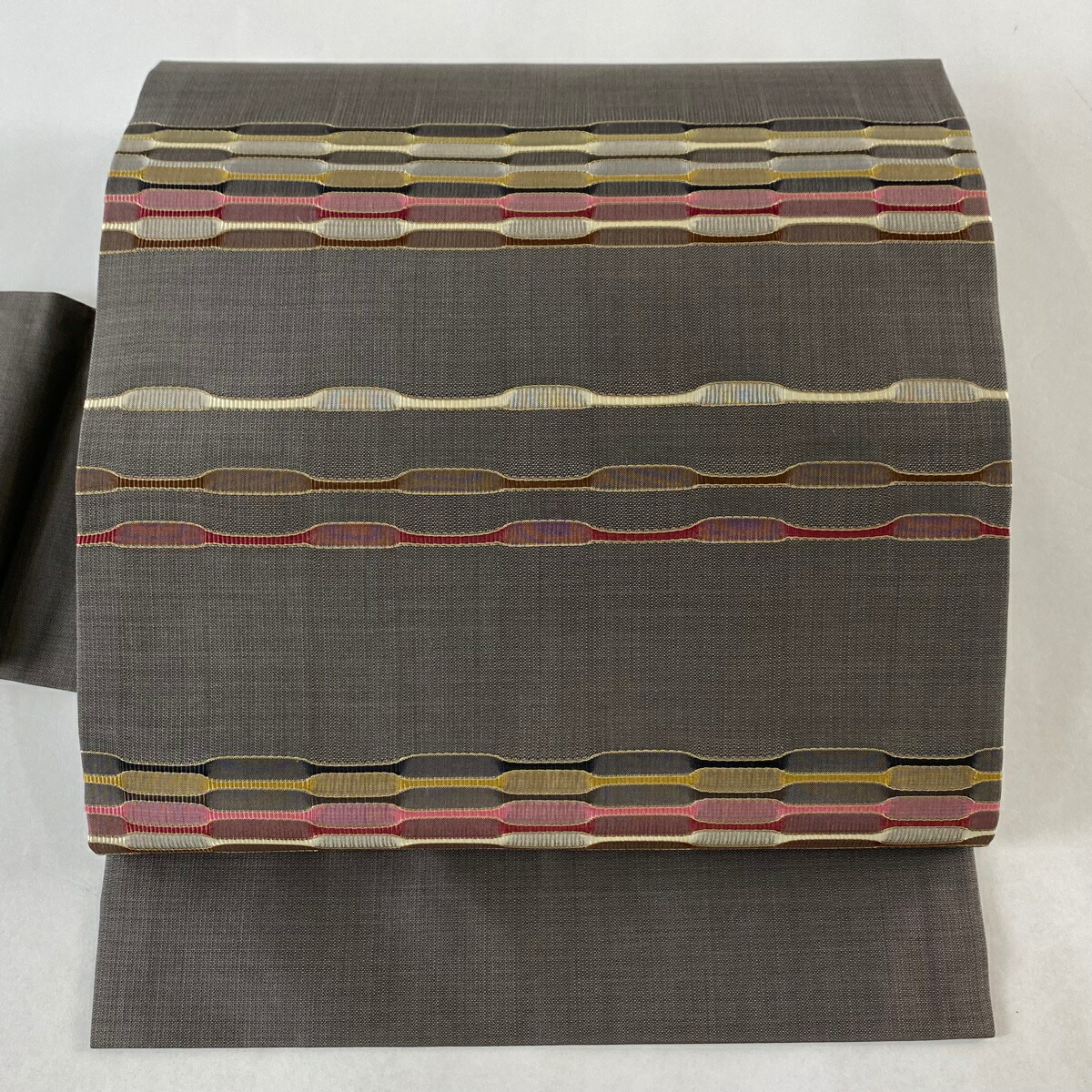 【楽天市場】名古屋帯 美品 逸品 藤山千春 証紙あり 吉野間道 段縞 灰茶 正絹 【中古】：バイセル 楽天市場店