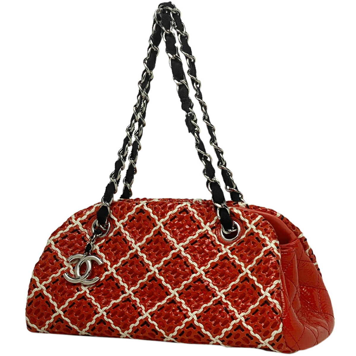 【楽天市場】シャネル CHANEL マドモアゼル チェーン ハンドバッグ ココマーク ステッチ ハンドバッグ パテントレザー レッド ブラック ...