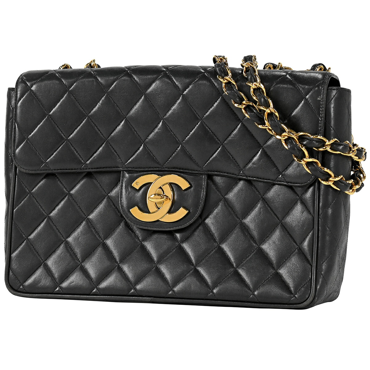 【楽天市場】シャネル CHANEL デカ マトラッセ シングルフラップ チェーン ショルダーバッグ ココマーク Wチェーン ショルダーバッグ ...