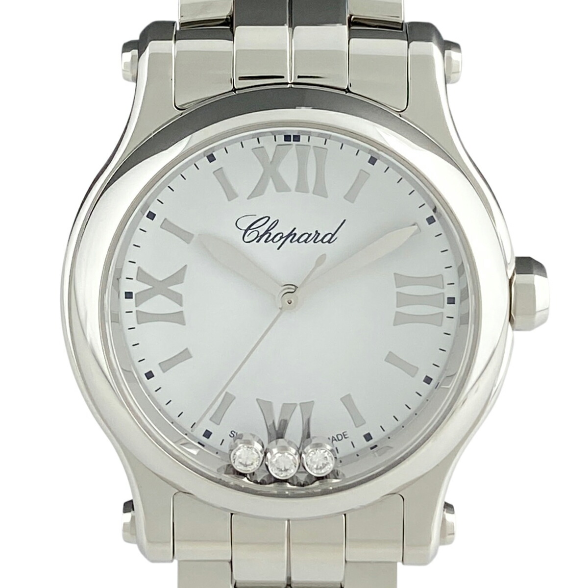 【楽天市場】【ラッピング可】 ショパール Chopard ハッピースポーツ 3Pダイヤ 278590-3002 腕時計 SS ダイヤモンド クォーツ ホワイト レディース 【中古】：バイセル ...
