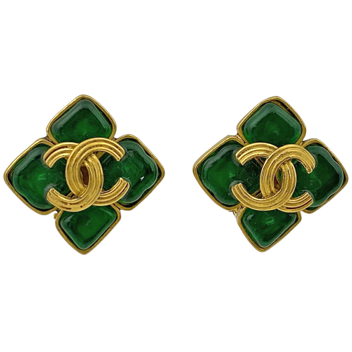 【楽天市場】【ラッピング可】シャネル CHANEL ココマーク カラーストーンイヤリング グリポア イヤリング GP ゴールド グリーン ...