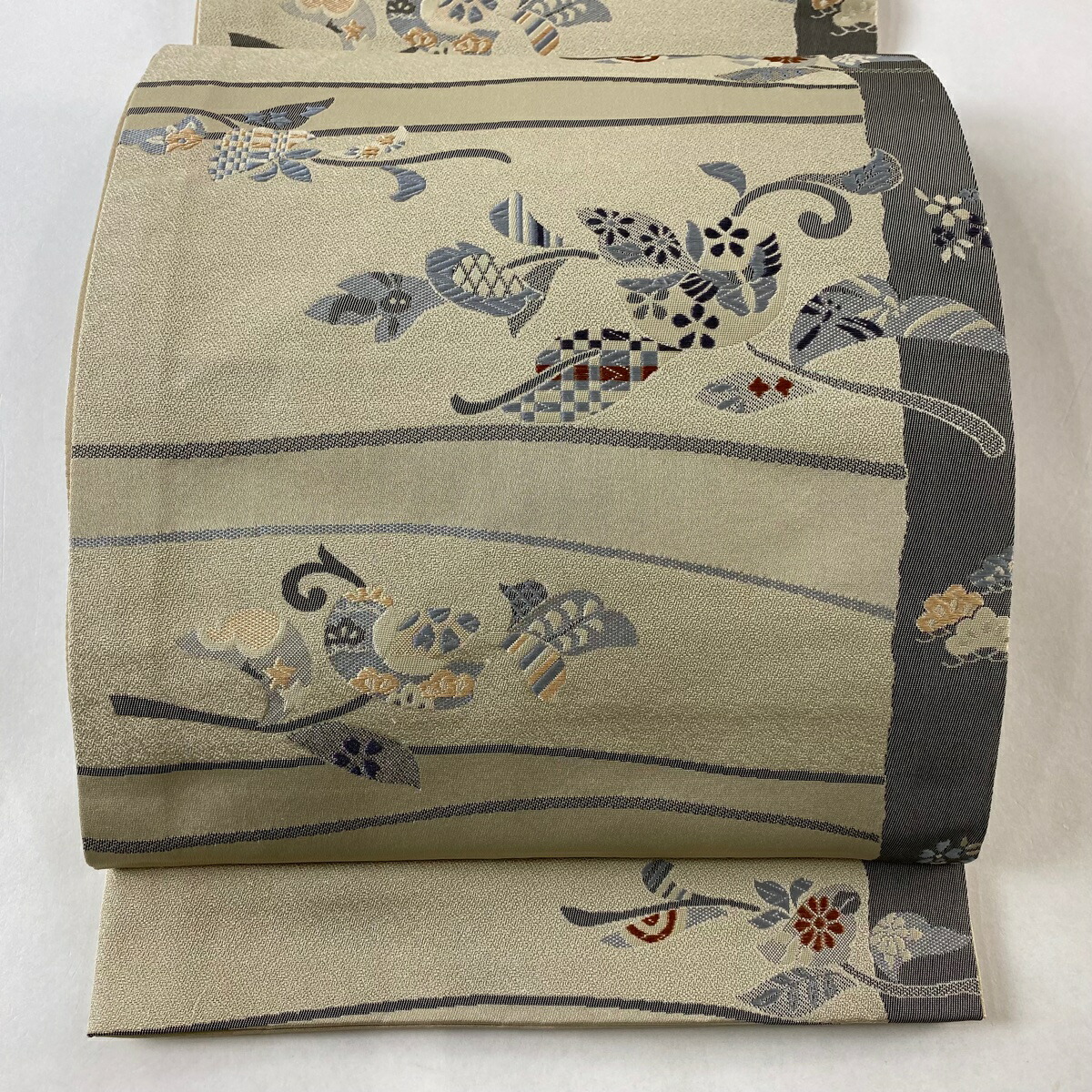 【楽天市場】袋名古屋帯 優品 草花 笠松 唐織 薄茶色 化繊 【中古】 msp30：バイセル 楽天市場店