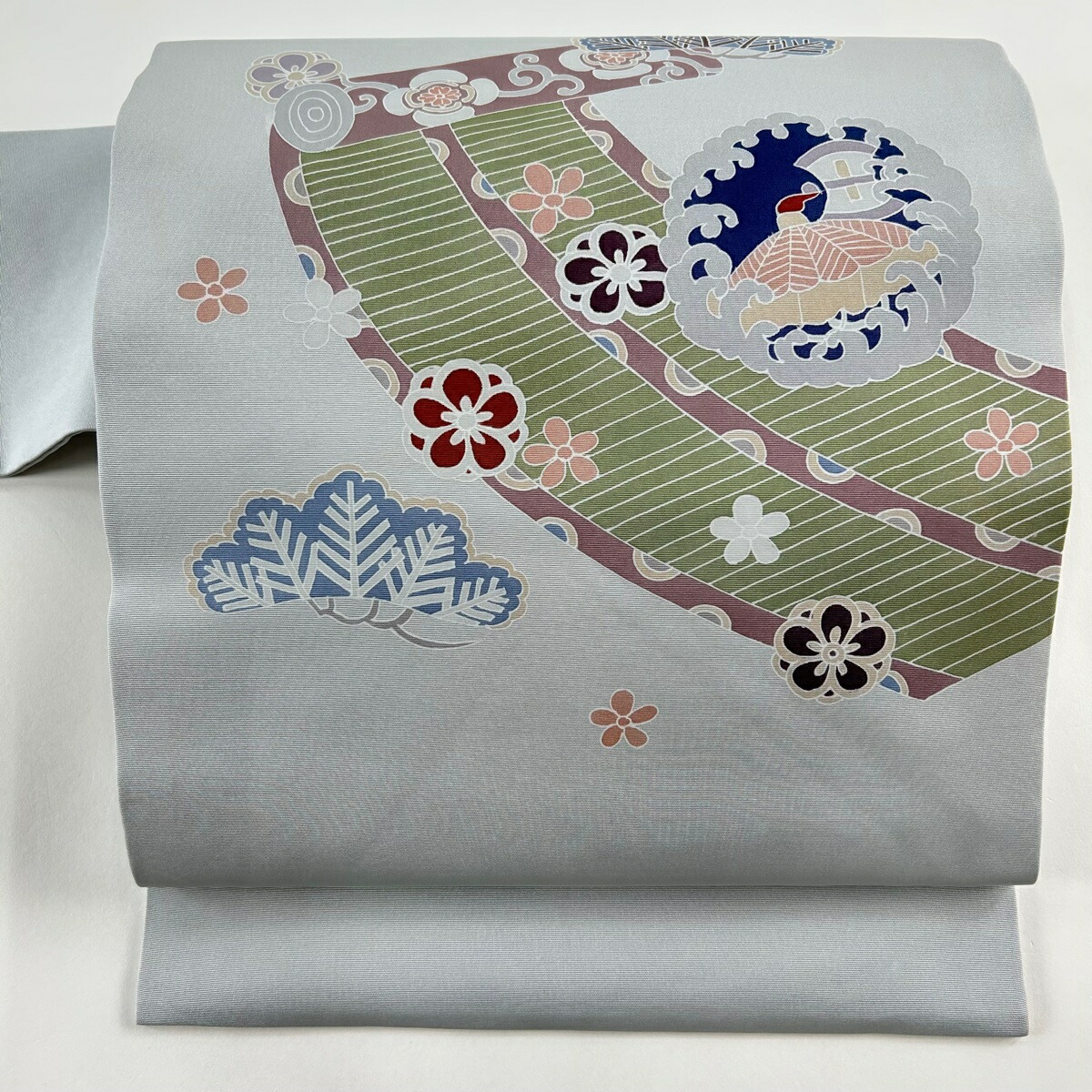 【楽天市場】名古屋帯 美品 秀品 巻物 笠松 青灰色 正絹 【中古】 msp30：バイセル 楽天市場店