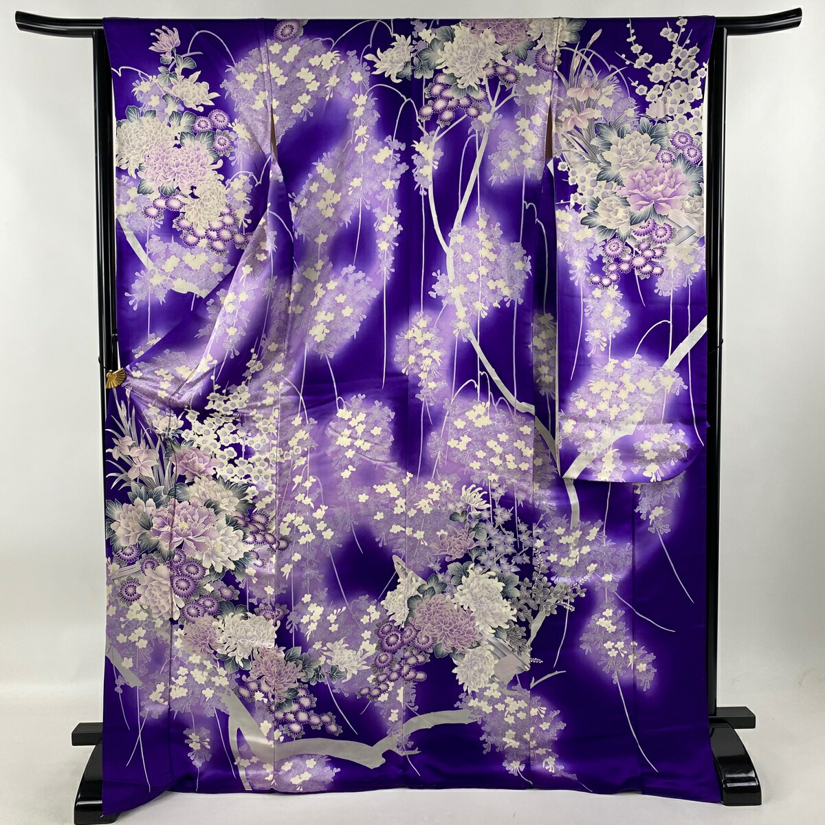 【楽天市場】振袖 身丈174.5cm 裄丈63.5cm S 袷 牡丹 桜 刺繍 ぼかし 紫 正絹 秀品 【中古】：バイセル 楽天市場店