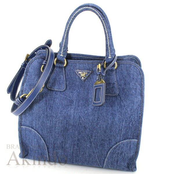 【楽天市場】プラダ ハンドバッグ ショルダーバッグ デニム ブルー 2Way ショルダーストラップ付き BN2254 PRADA レディース ...