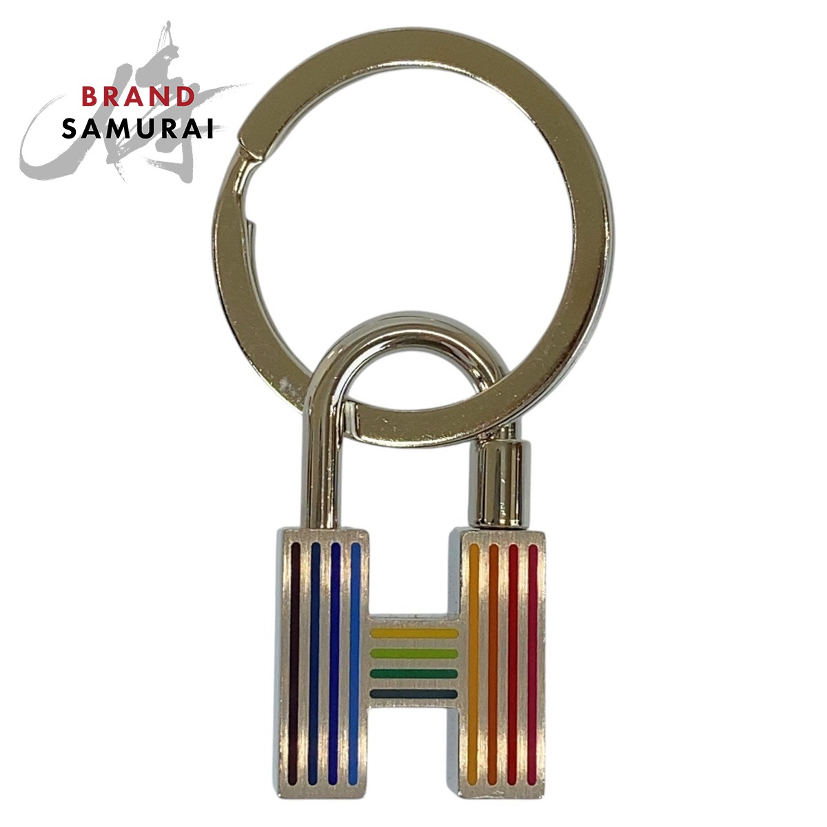 【楽天市場】美品 HERMES エルメス H カデナ マルチカラー シルバー金具 メタル キーホルダー キーリング レディース 410663 ...
