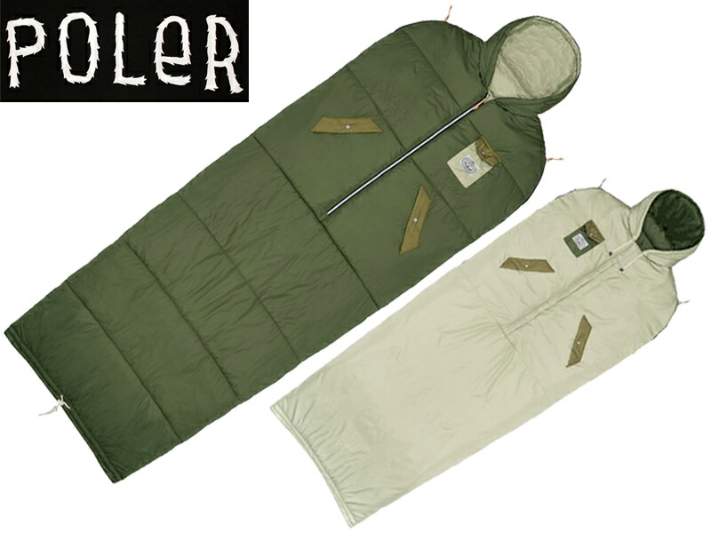 【楽天市場】POLER ポーラー アウトドア キャンプ Reversible Napsack ナップサック 寝袋 スリーピングバッグ ポンチョ カーキ リバーシブル 222ACU5501 ...