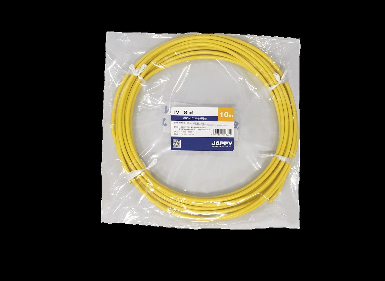 【楽天市場】JAPPY ミニ定尺品(IV) 8SQ 黄 IV 8 SQ 黄 10M JP：BRIEDGE BY 古河産業