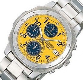 【楽天市場】SEIKO/Chronograph【セイコー/クロノグラフ】メンズ腕時計 イエロー/ブルー文字盤 メタルベルト SND409 海外 ...