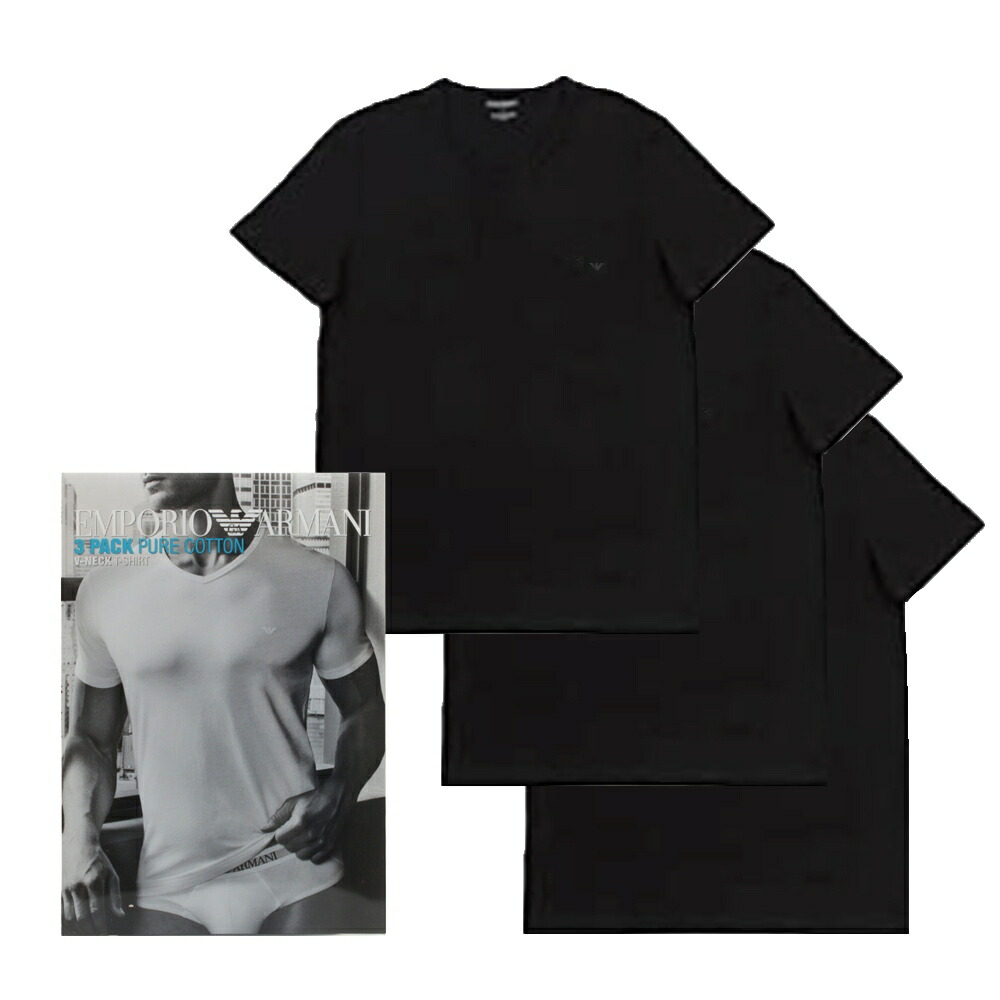 【楽天市場】エンポリオアルマーニ EMPORIO ARMANI Tシャツ 110856-CC722-21320-M メンズ ブラック 3枚 ...