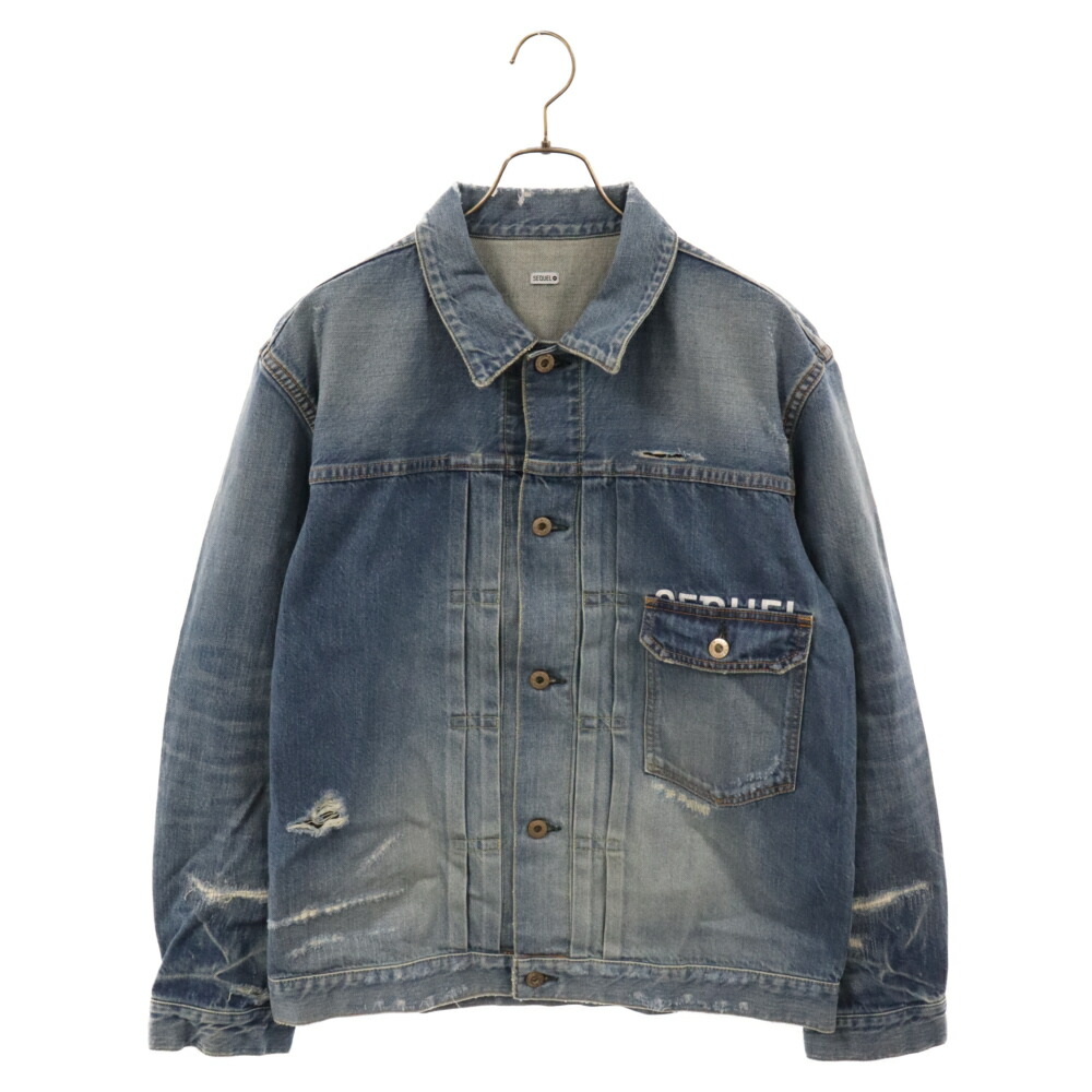 【楽天市場】SEQUEL(シークエル) サイズ:L 23SS ×fragment design DAMAGE DENIM JACKET INDIGO フラグメントデザイン ダメージ加工デニム ...