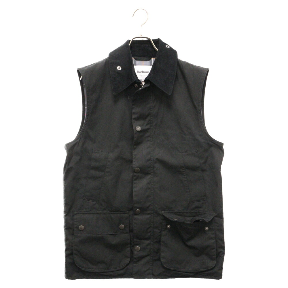 【楽天市場】Barbour(バブアー) サイズ:40 BEDALE VEST 裏地チェック ジップアップ ジャケットベスト ブラック ...