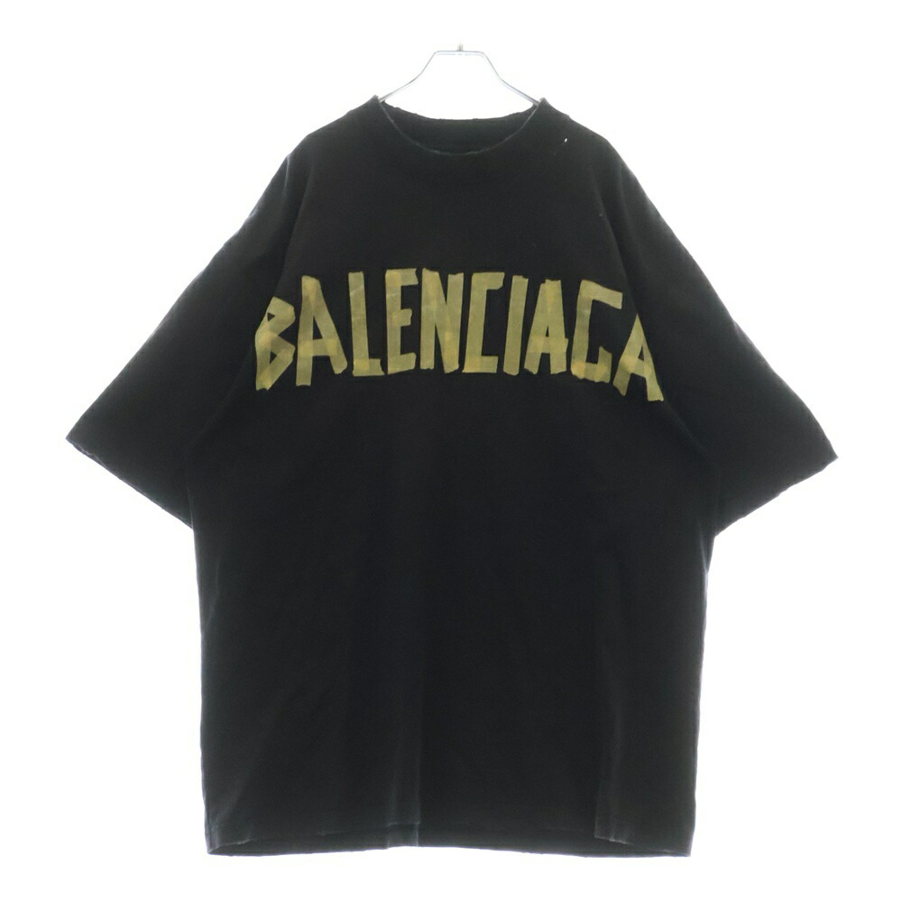 【楽天市場】BALENCIAGA(バレンシアガ) サイズ:XXL 23SS Tape Type T-Shirt テープロゴ ダメージ加工半袖Tシャツ ブラック 739784 TOVA9【中古 ...