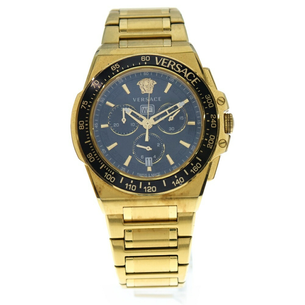 【楽天市場】VERSACE(ヴェルサーチ) サイズ:45mm グレカエクストリーム クロノグラフ ステンレス クウォーツ 腕時計 ゴールド ...