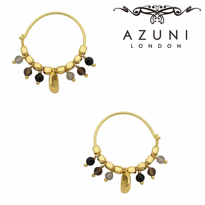【楽天市場】キャサリン妃着用ブランド AZUNI/アズニ ATHENA ボヘミアン マルチ ジェムストーン フープピアス オニキス ブラドラ ...