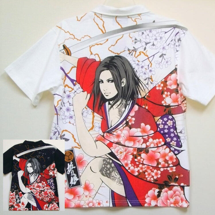 楽天市場】抜刀娘 凛×美月刺繍半袖ポロシャツ 抜刀娘 202093 和柄 和風
