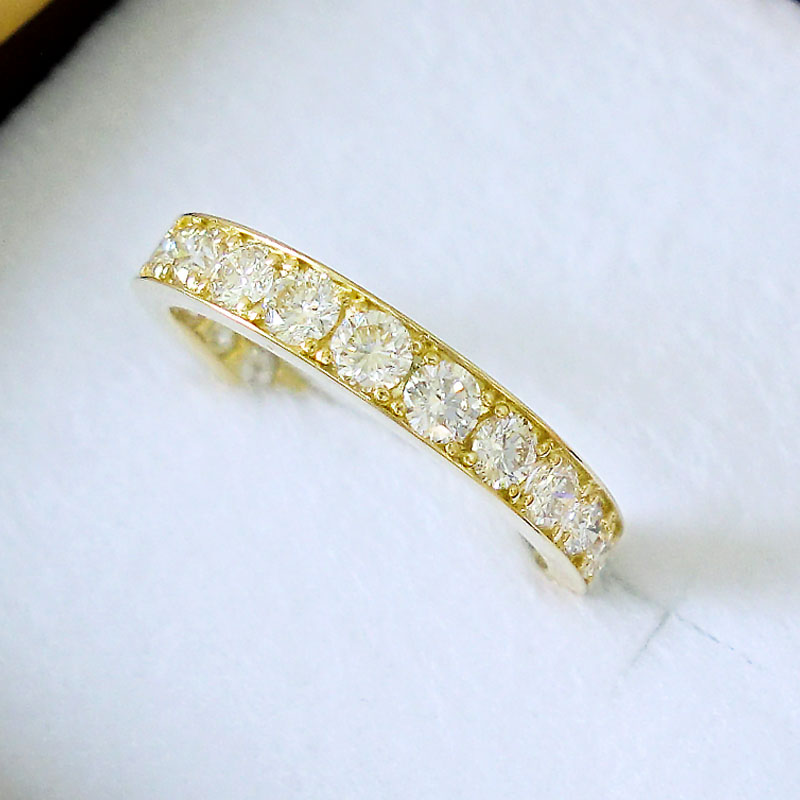 【楽天市場】k18 エタニティ リング ダイヤモンド 1.00ct ハーフエタニティ 天然 ダイヤ 1カラット ゴールド PG YG WG シンプル レディース ジュエリー 人気 プレゼント ...