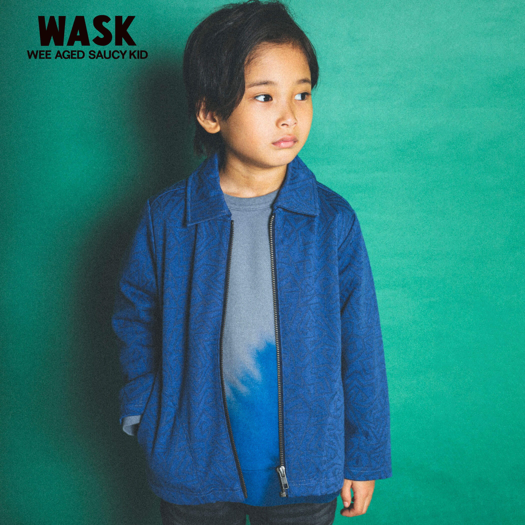 【楽天市場】【半額】WASK（ワスク）【お揃い】音波柄 ビッグカラー ニット ジャガード ジャケット(100~160cm) 子供服 子ども服 ...