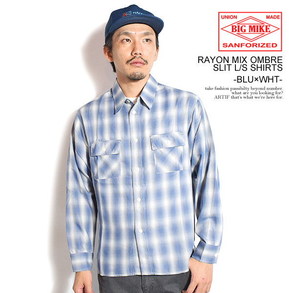 楽天市場】BIG MIKE ビッグマイク RAYON MIX OMBRE CHECK S/S SHIRTS