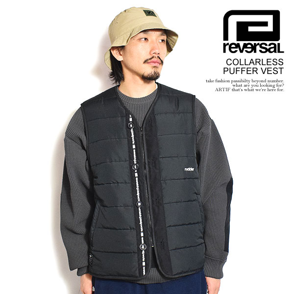 【楽天市場】リバーサル ベスト reversal COLLARLESS PUFFER VEST メンズ 中綿ベスト インナーベスト rvddw ...