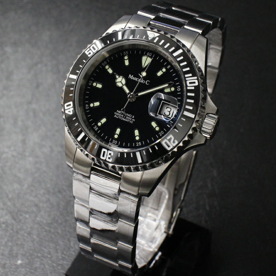 【楽天市場】MarcelloC ネットウノ3 300M（30気圧）防水 ダイバーウォッチ スイス製 自動巻きSW200搭載 2028.2 ...